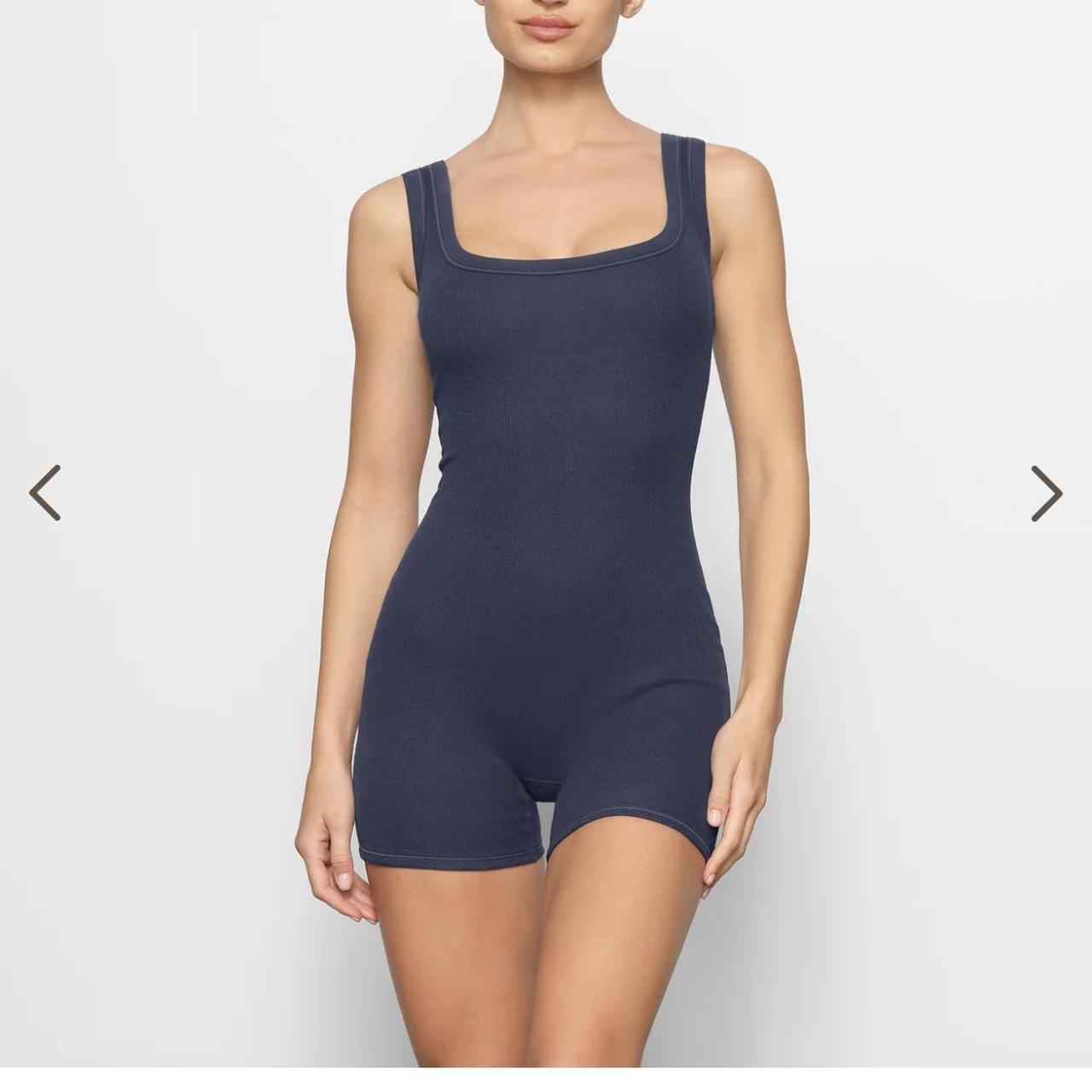 Skims cotton rib onesie in navy. Size Small. Never... - Depop