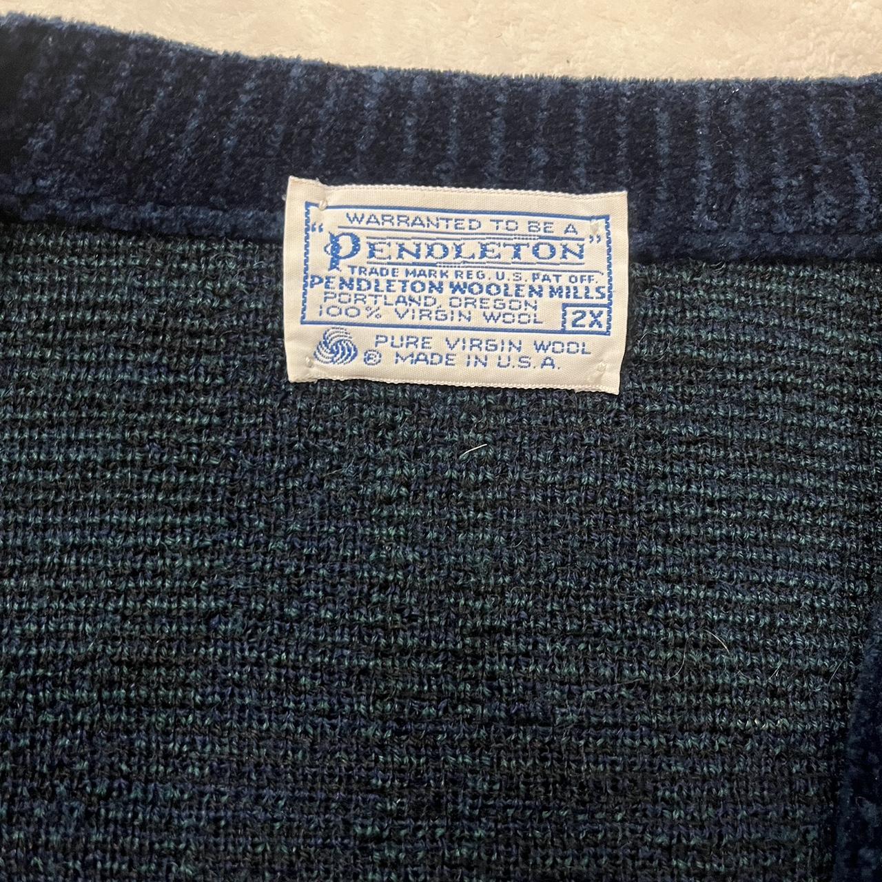 Vintage Green and Blue Plaid Pendleton Cardigan... - Depop