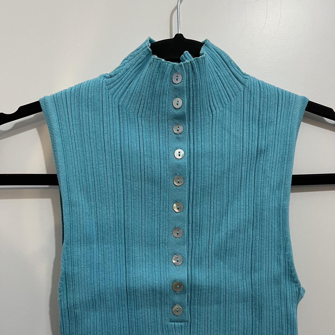 Zara crop top bright blue / turquoise ribbed,... - Depop