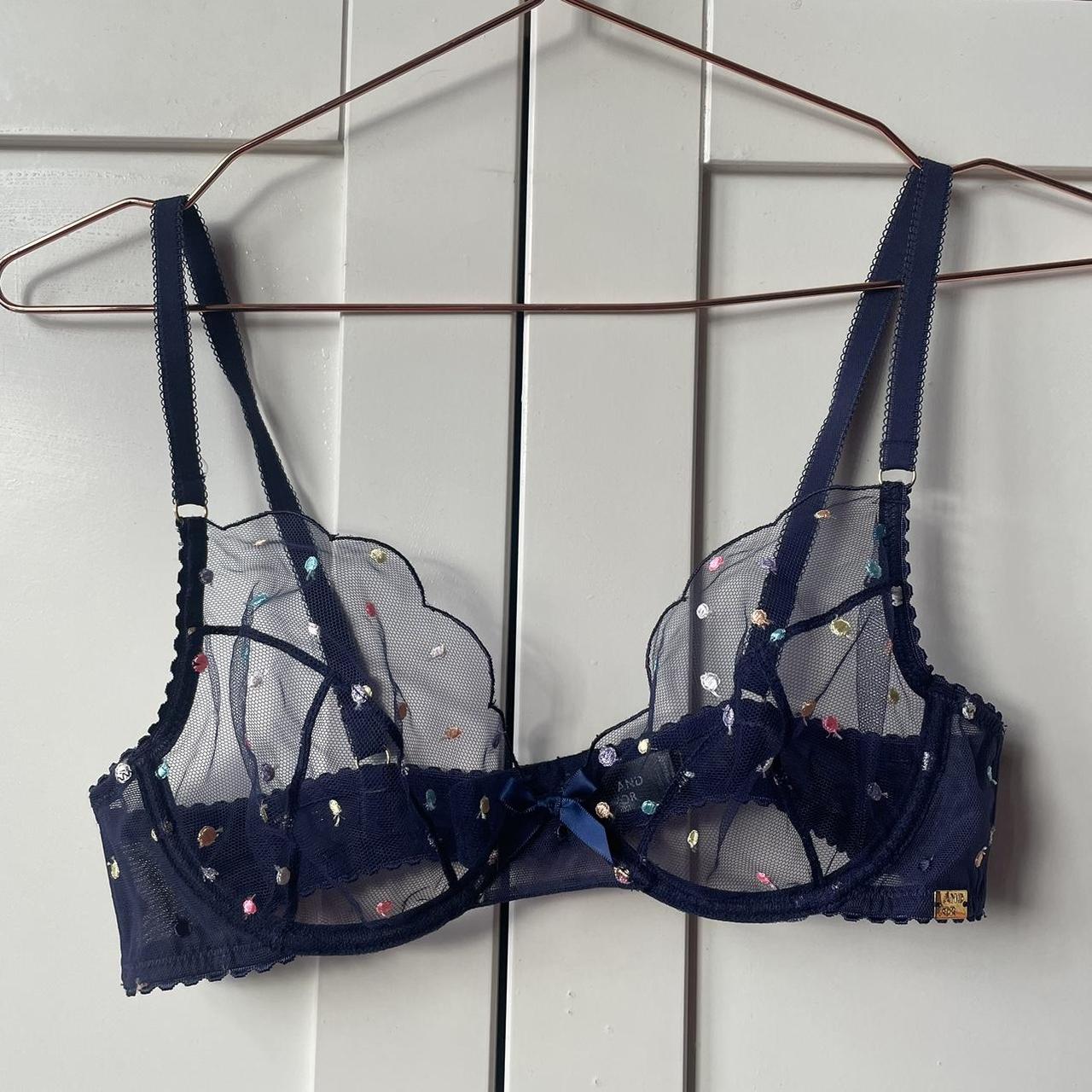 Women's Black and Blue Bra | Depop