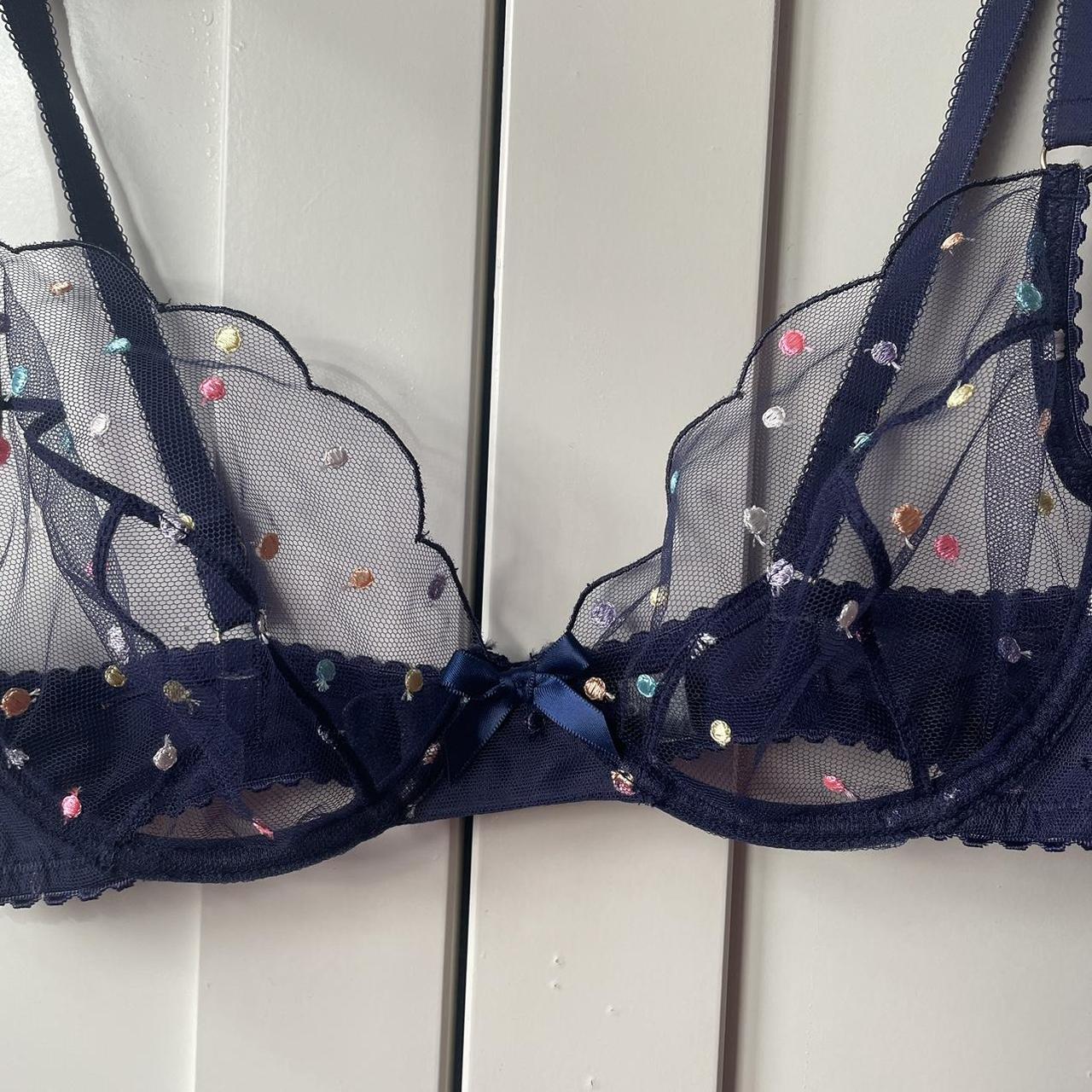 Women's Black and Blue Bra | Depop