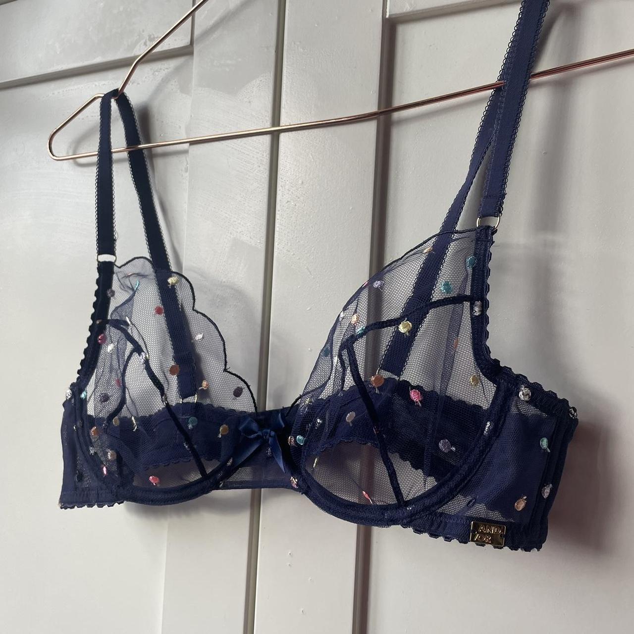 Women's Black and Blue Bra | Depop