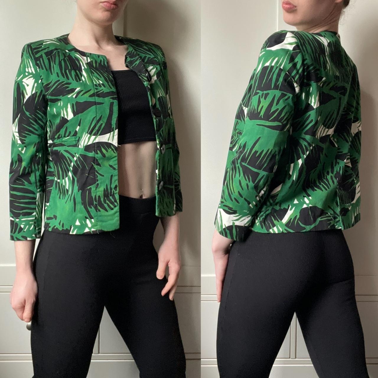 Palm leaf printed jacket. Looks amazing for day with... - Depop