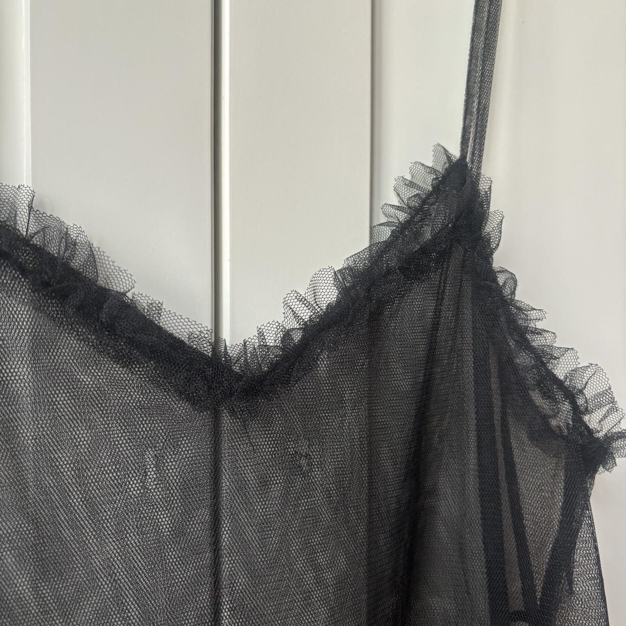 Beautiful sheer black tiered mesh midi dress with... - Depop