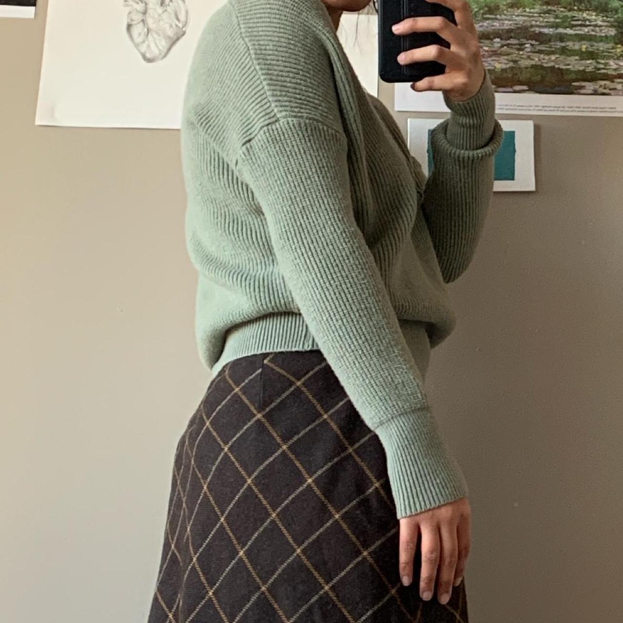 NWOT pastel sage green v neck sweater never worn,... - Depop