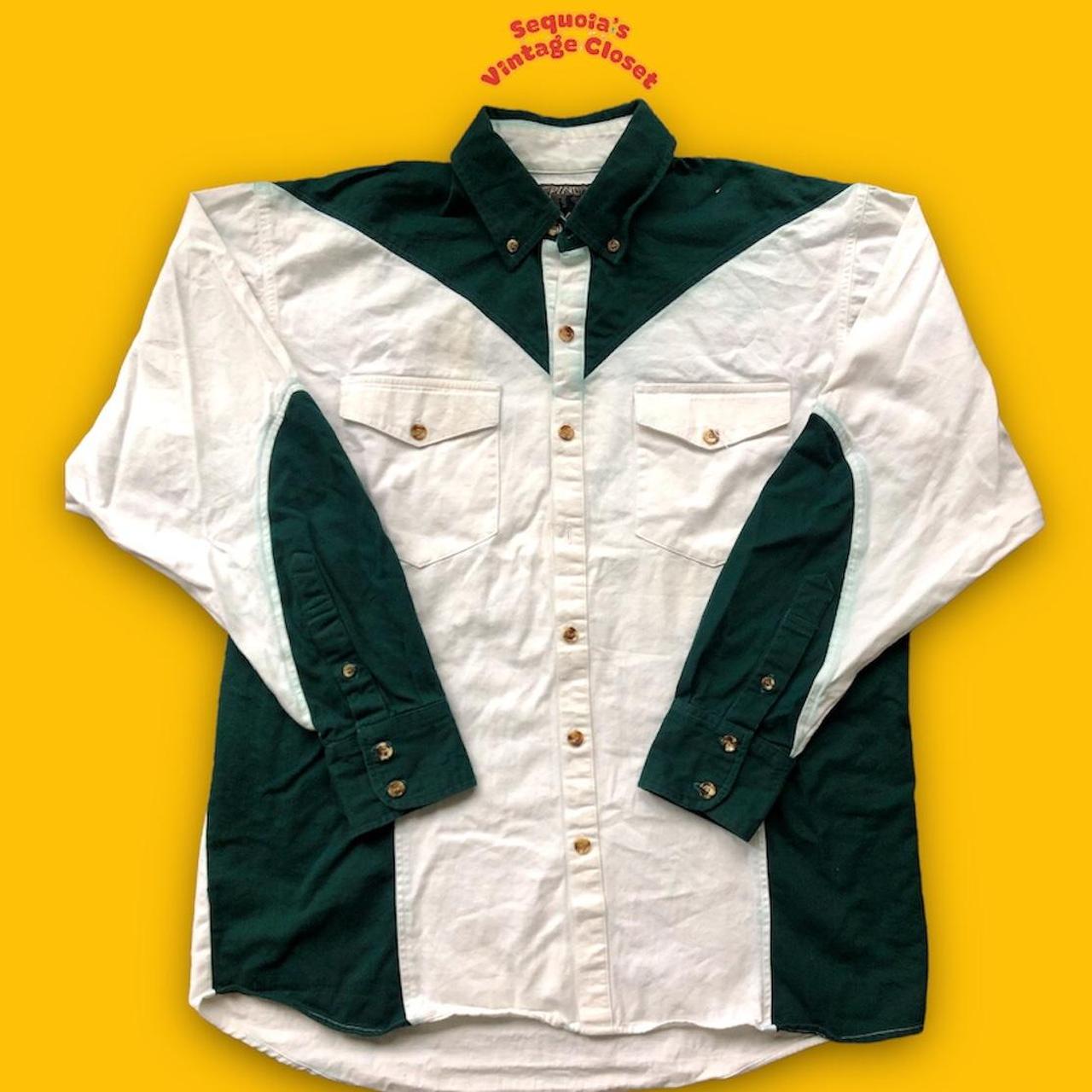 Men's Green and White Shirt | Depop