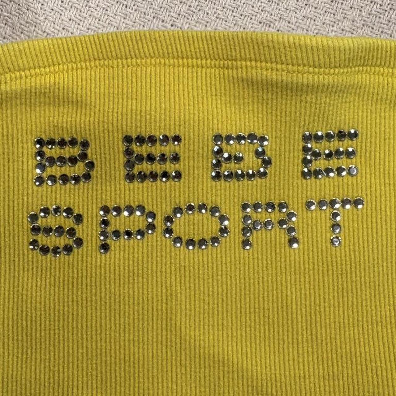 Y2K Yellow Bebe Sport tube top with rhinestone logo... | Depop