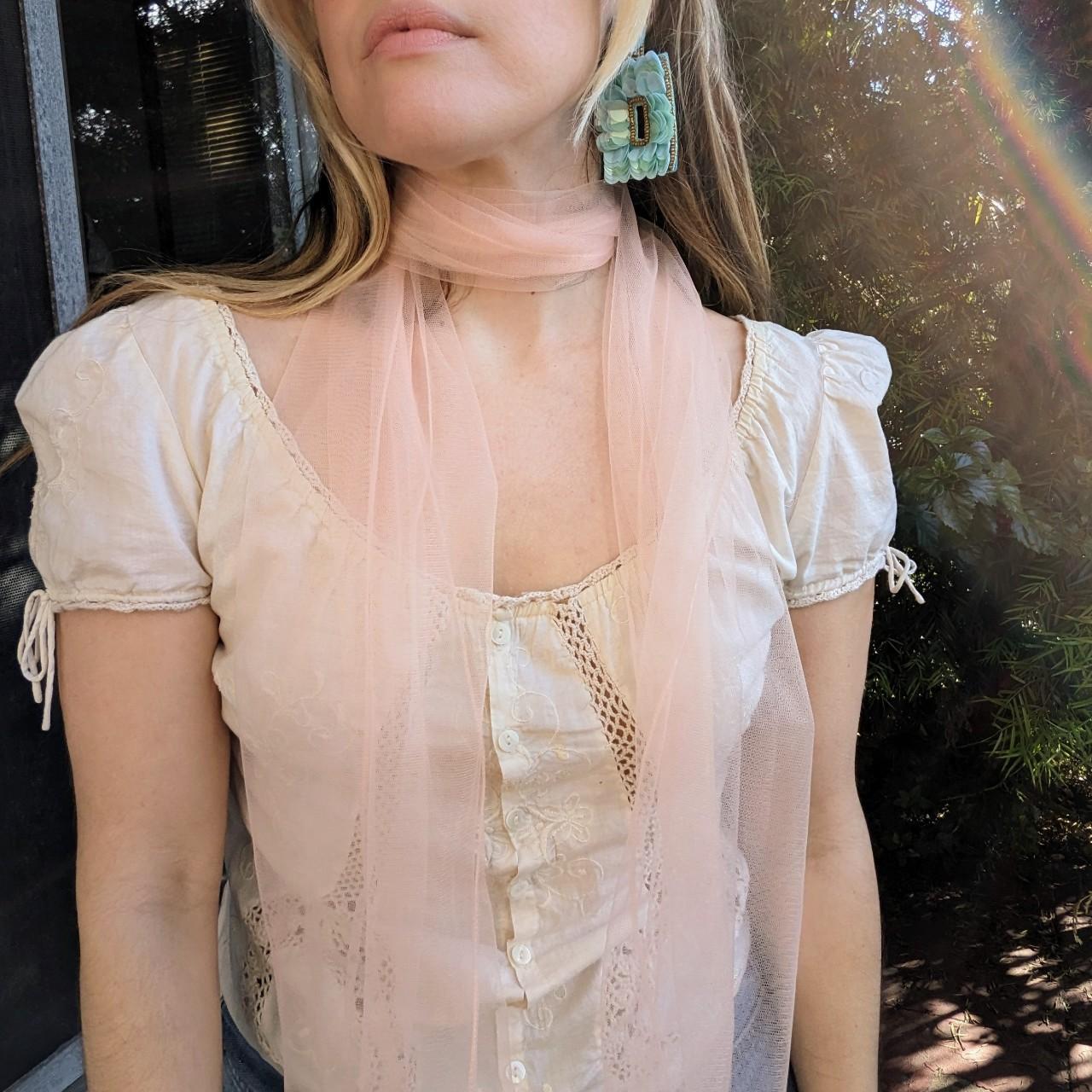 🦢🦢🦢 60s vintage peach colored chiffon scarf/... - Depop