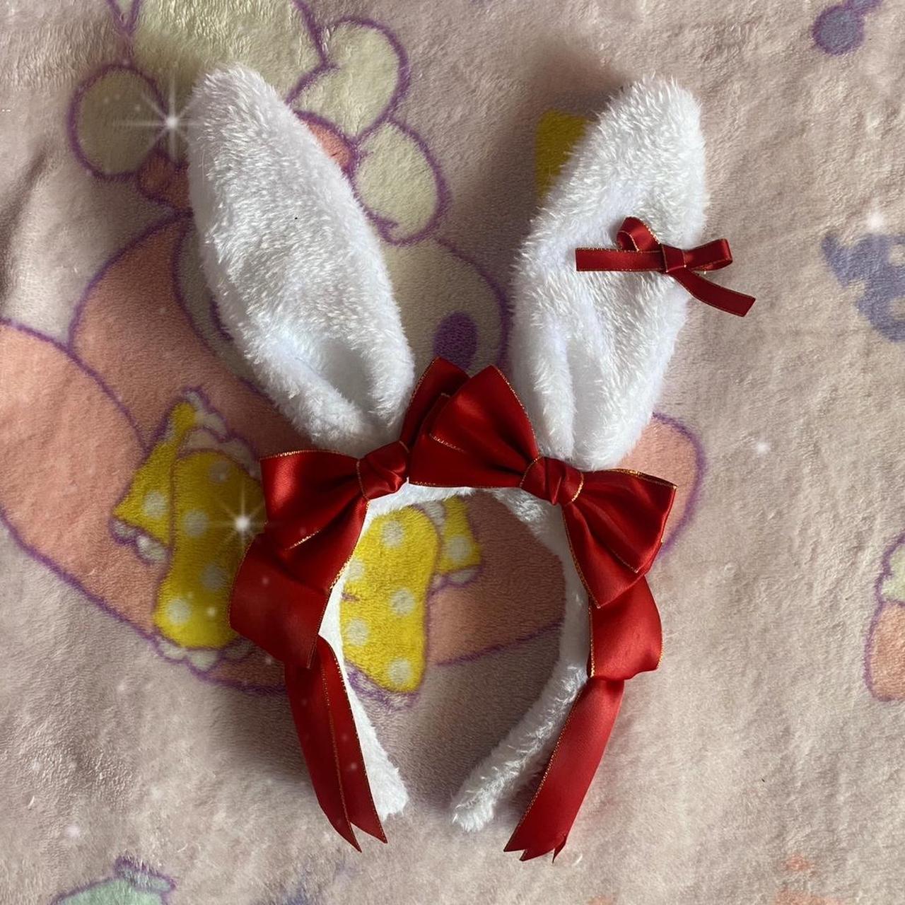 ️Cute Red & White Bunny Ear Ribbon Headband ️ Cute... - Depop