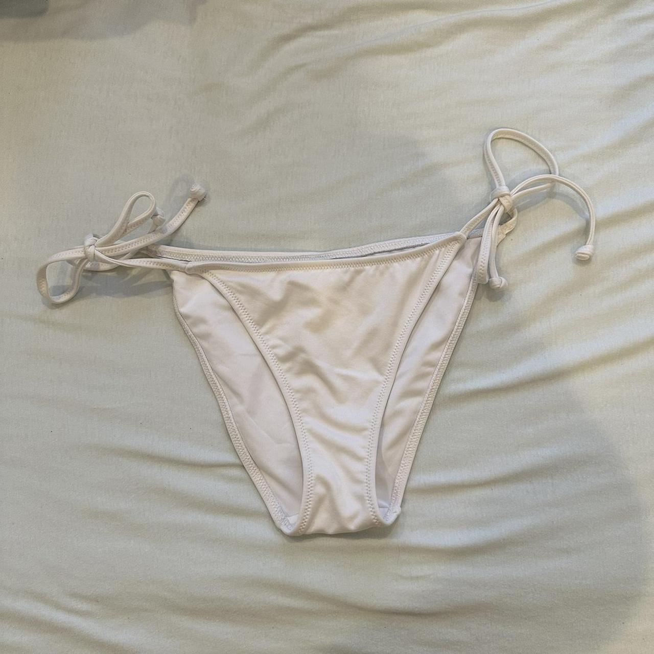 Victorias Secret Pink White Bikini Bottoms With Tie Depop