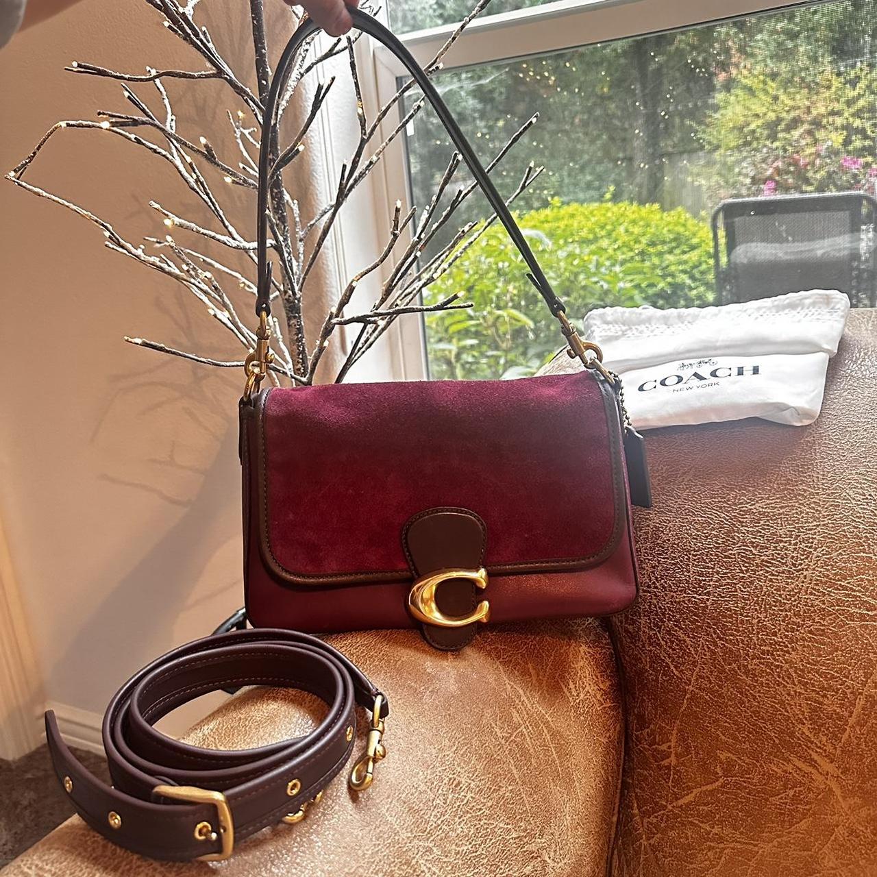 Coach soft tabby suede leather in burgundy /plum... - Depop