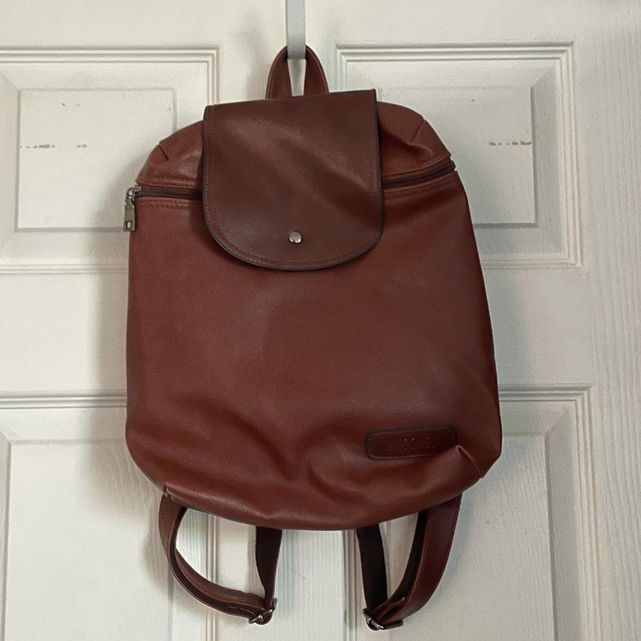 ~ Small brown leather backpack ~ Unsure if it’s real... - Depop