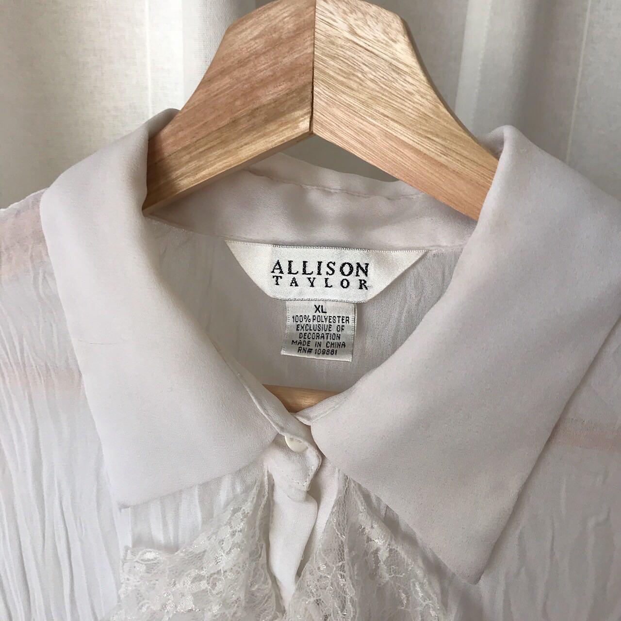 White romantic frilly tie top sheer crinkle fabric... - Depop