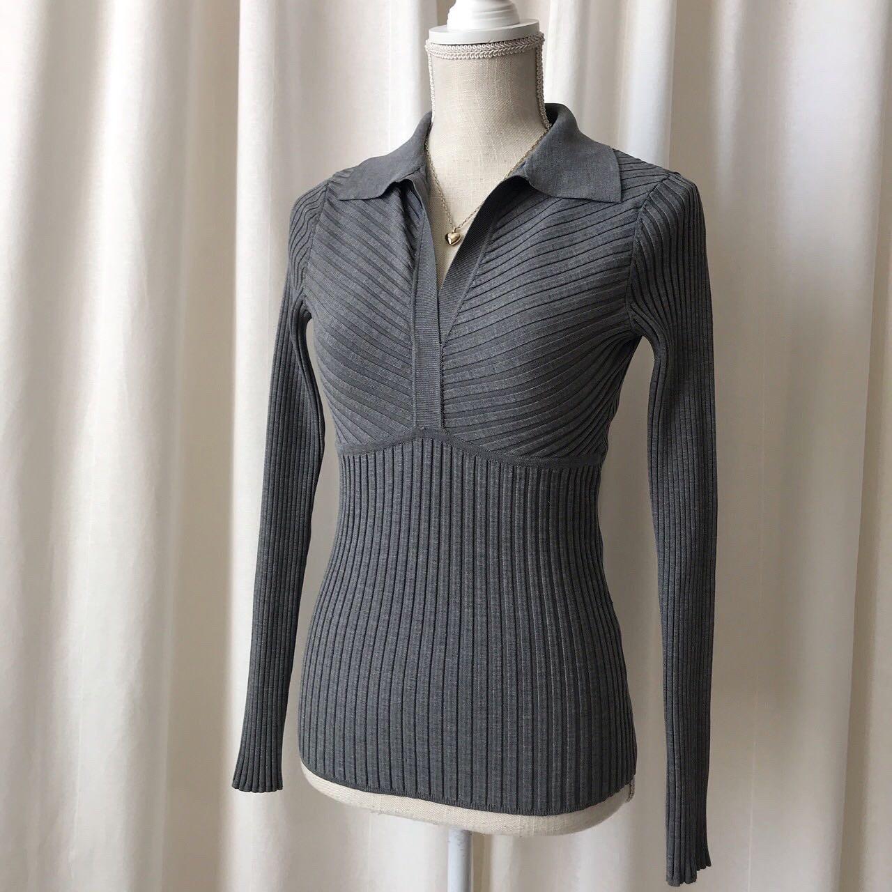 Grey collared long sleeve top The perfect pullover... - Depop