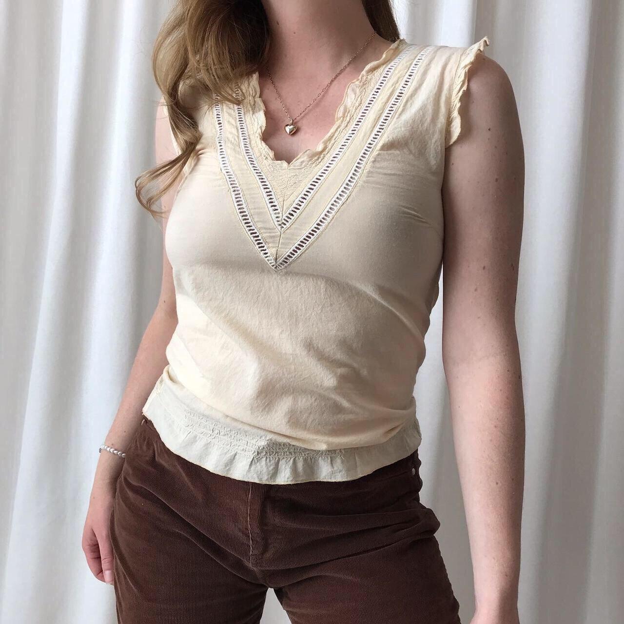 Tan embroidered lace tank top Buy 2 get 1 free... - Depop