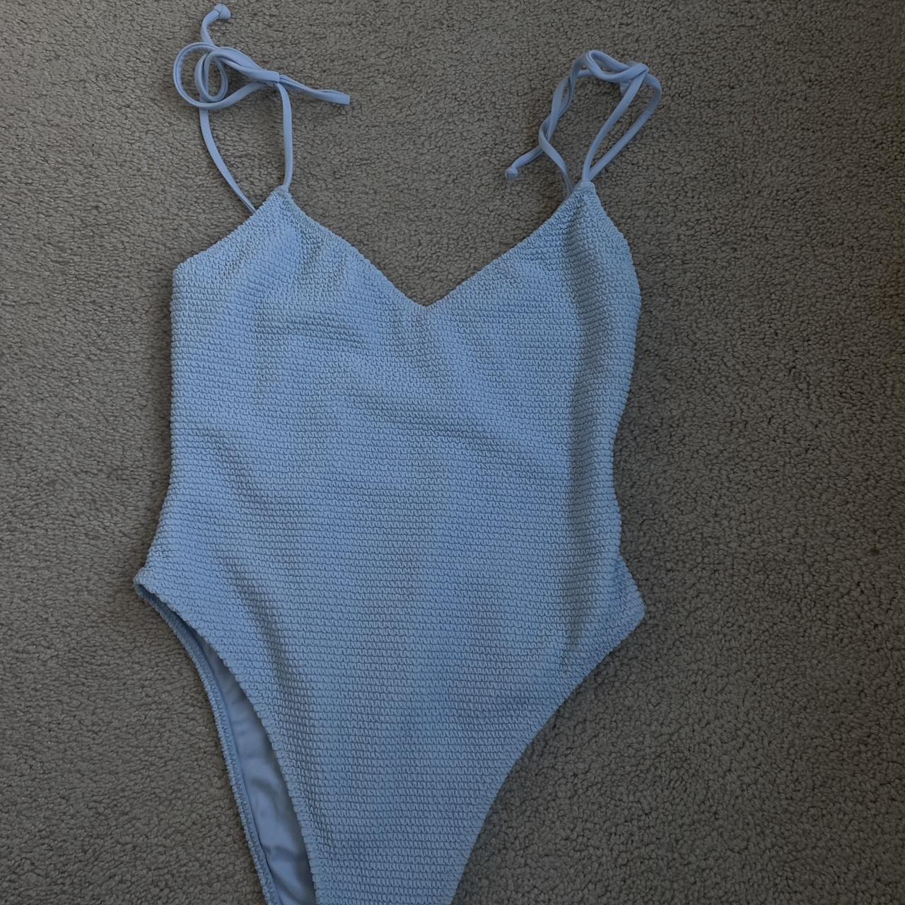 Periwinkle blue one piece swimsuit w tie straps | Depop