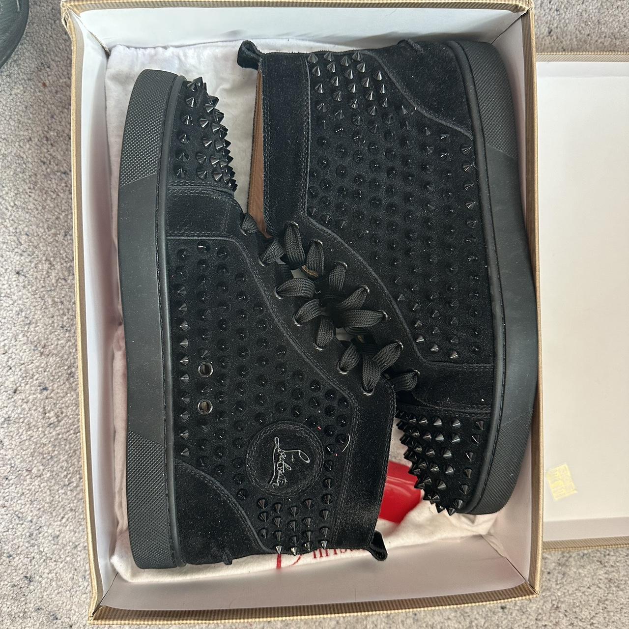 Men’s Louboutin calf high top studded trainers -... - Depop