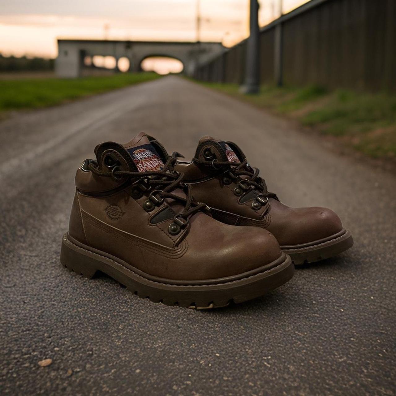 DICKIES BRANDERS STEEL TOE LACE UP BROWN WORK BOOTS... - Depop