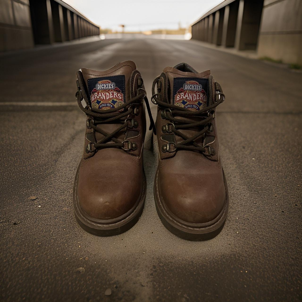 DICKIES BRANDERS STEEL TOE LACE UP BROWN WORK BOOTS... - Depop