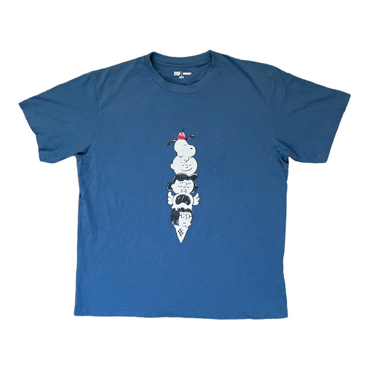light navy blue UTGP Peanuts tee this UNIQLO shirt... - Depop