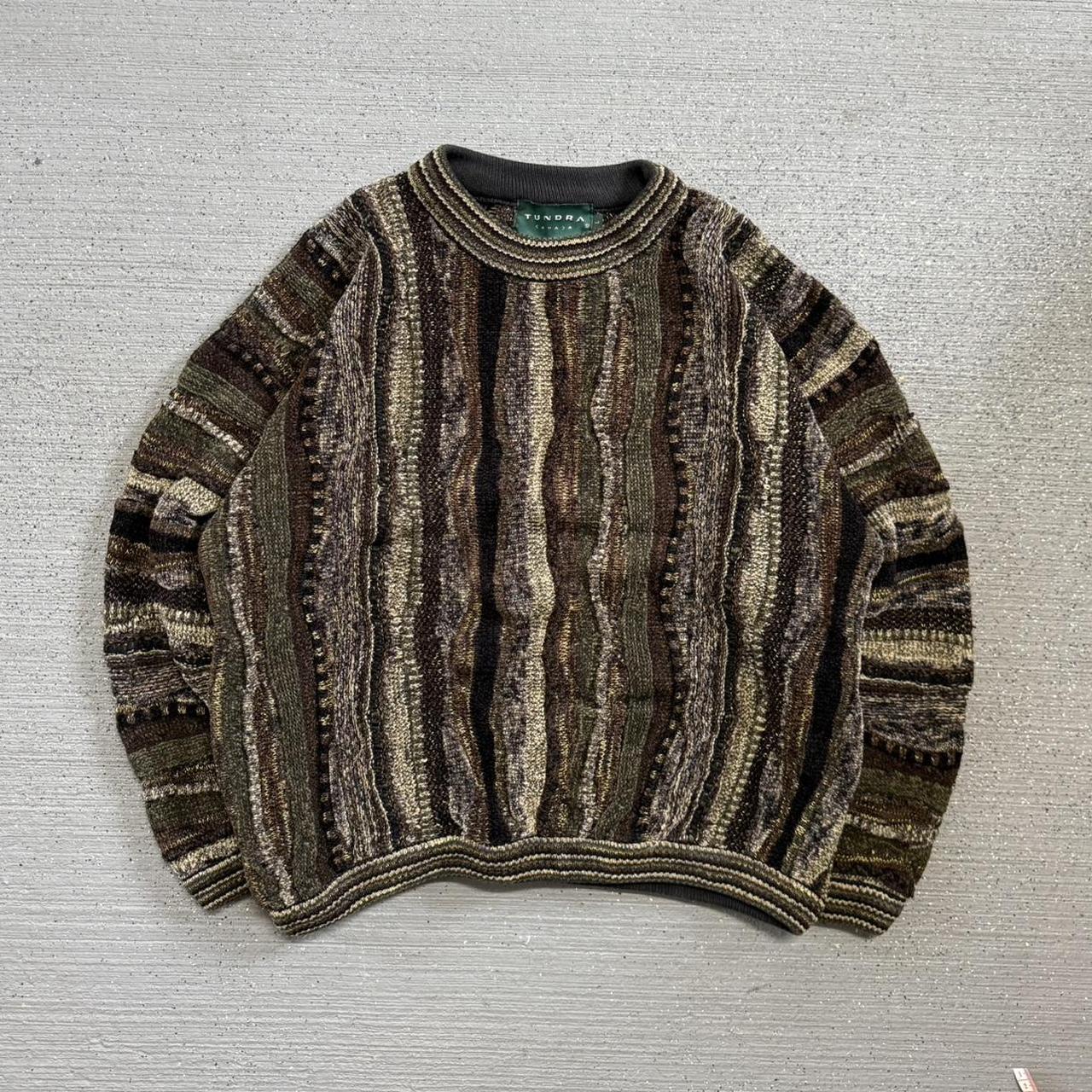 Vintage tundra 3D coogi style knitted sweater Size:... | Depop