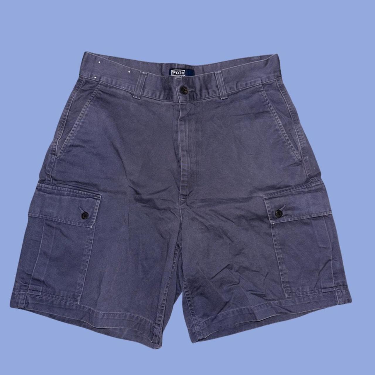 VINTAGE Navy Polo Ralph Lauren Cargo shorts Size... - Depop