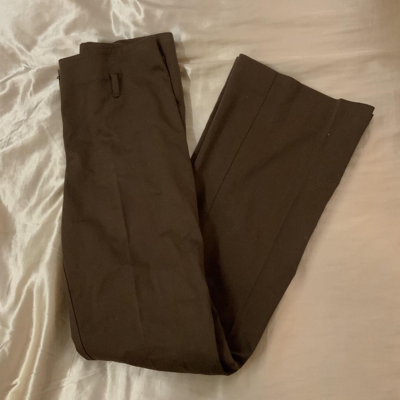 caché minimalist low rise brown flare pants... - Depop