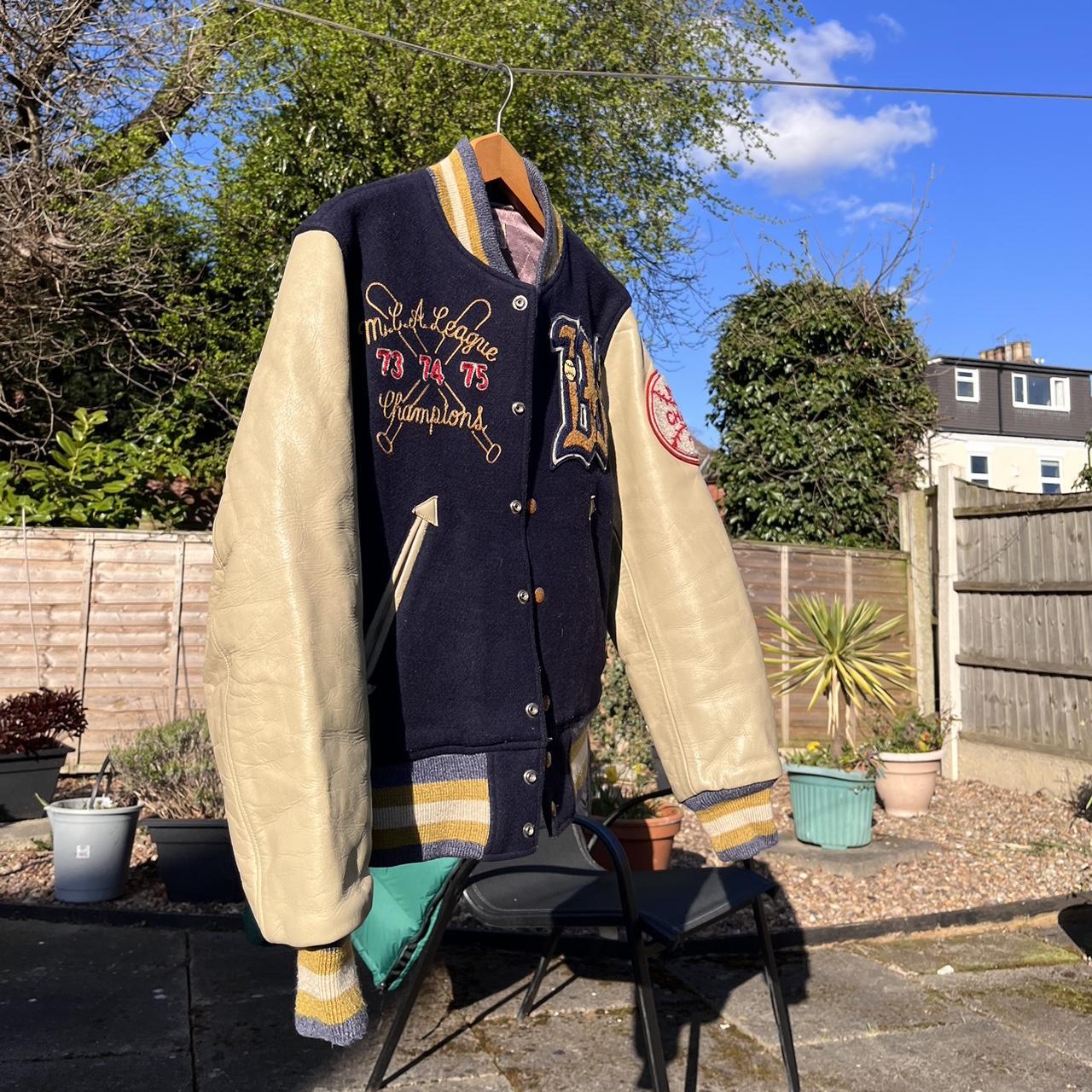 Men's Navy and Cream Jacket | Depop