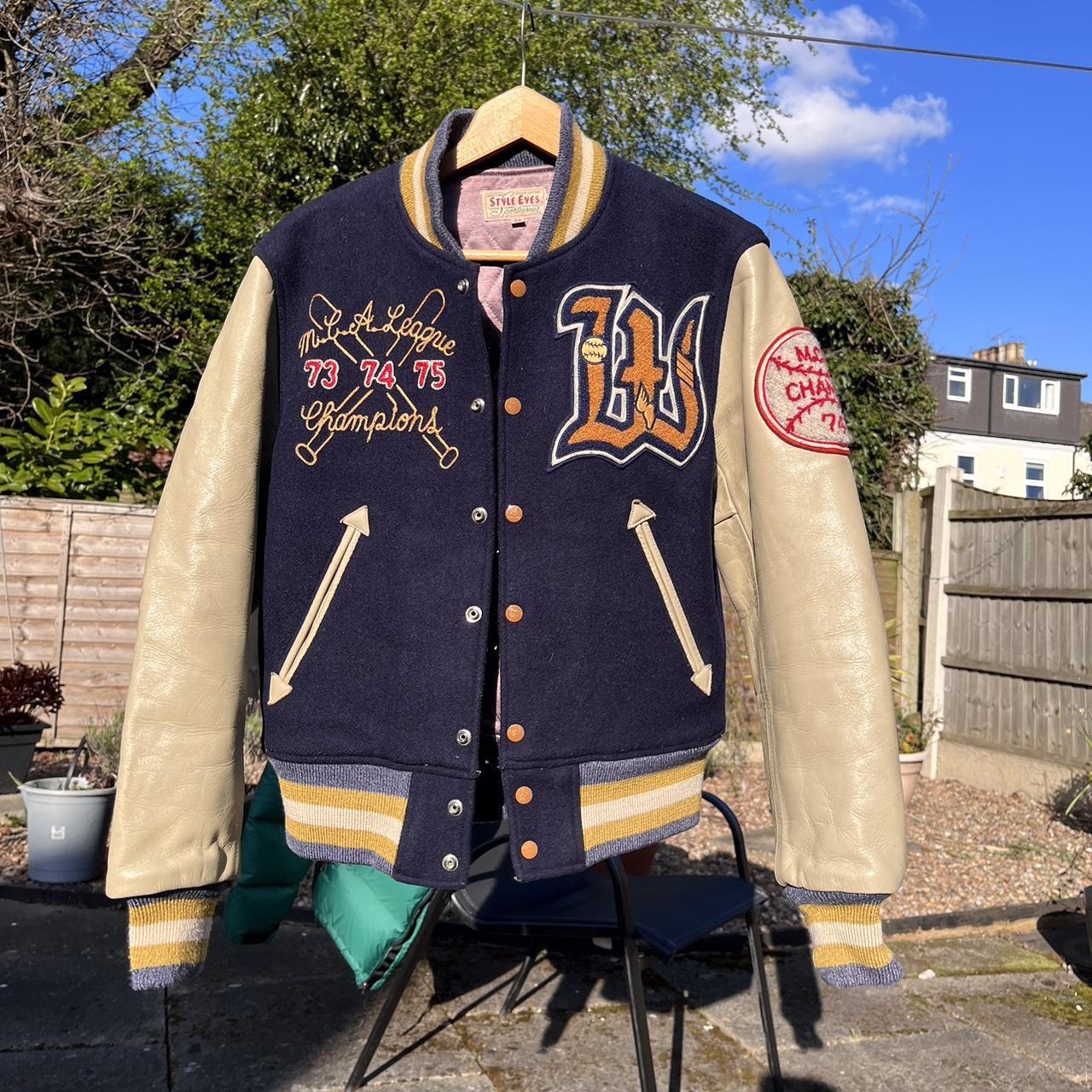 Men's Navy and Cream Jacket | Depop