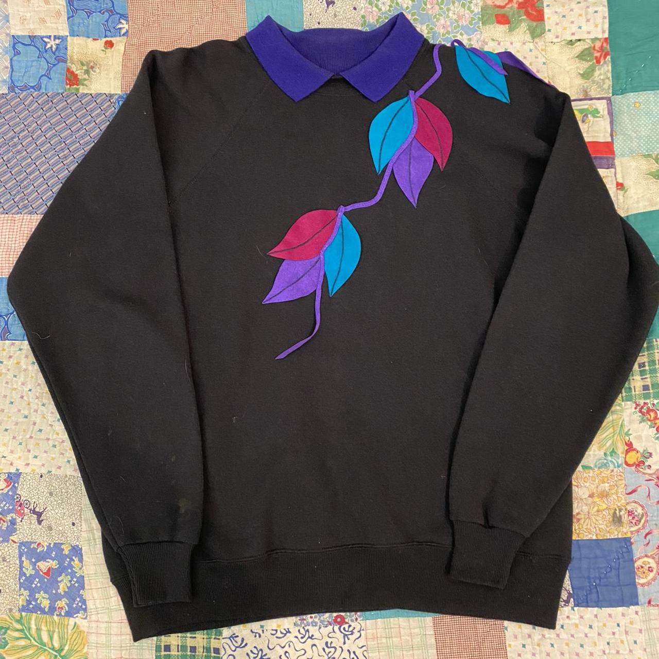 Hanes Women's Black and Purple Jumper | Depop