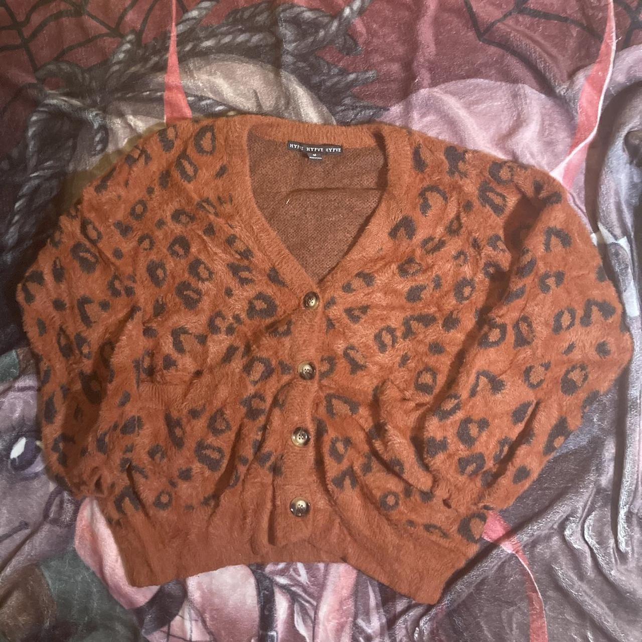 DETAILS: Fuzzy Dollskill red leopard cardigan SIZE... - Depop