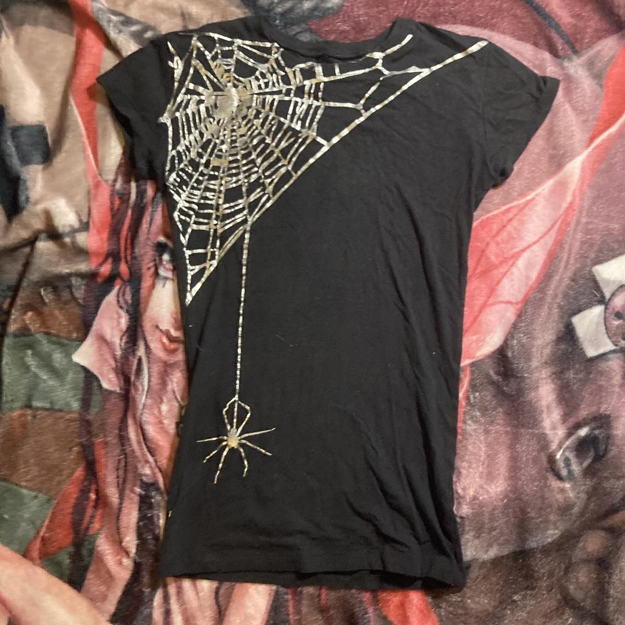 DETAILS: Y2k spider web long baby tee SIZE AND FIT:... - Depop