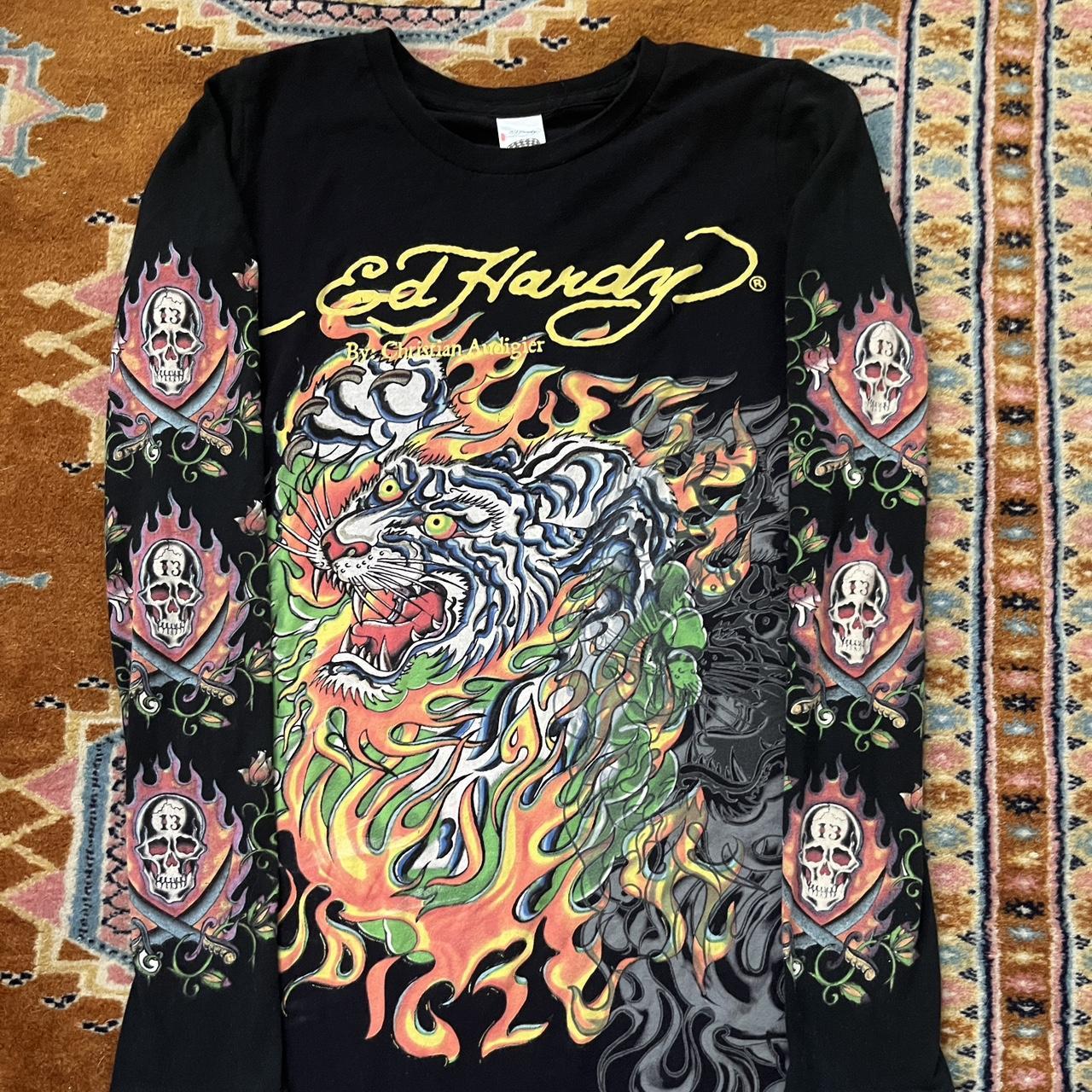 Ed hardy long sleeve top Super cool detailing just... - Depop