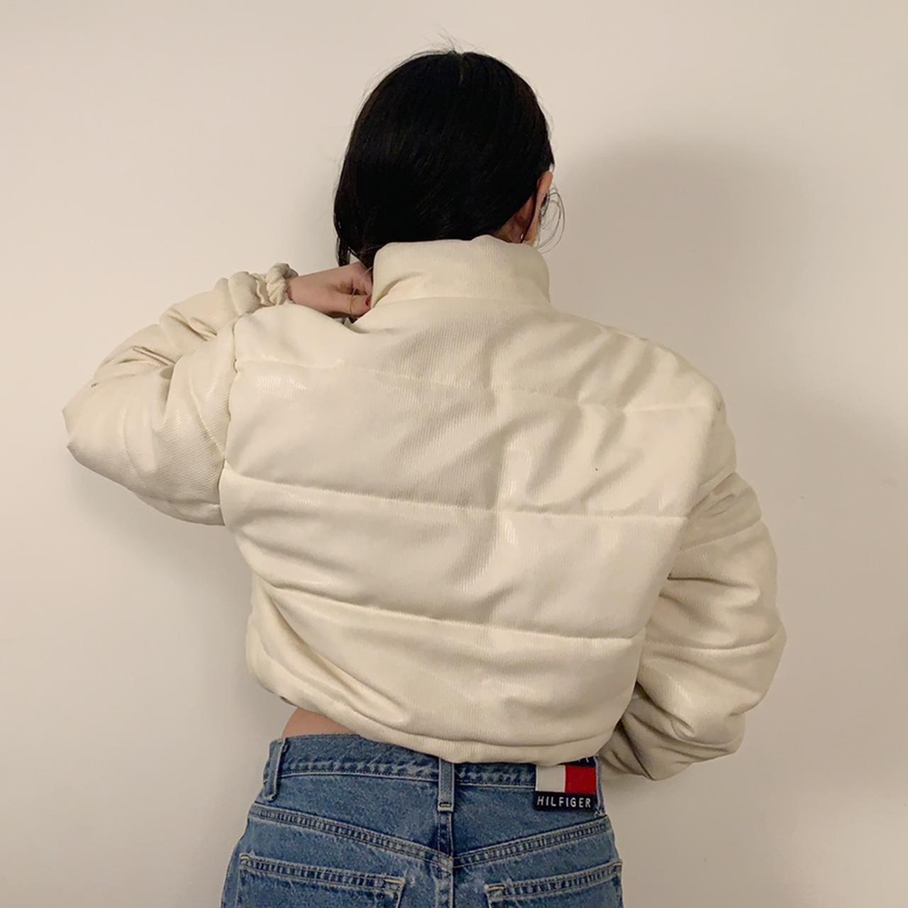 vintage versace cropped beige puffer coat in size... - Depop