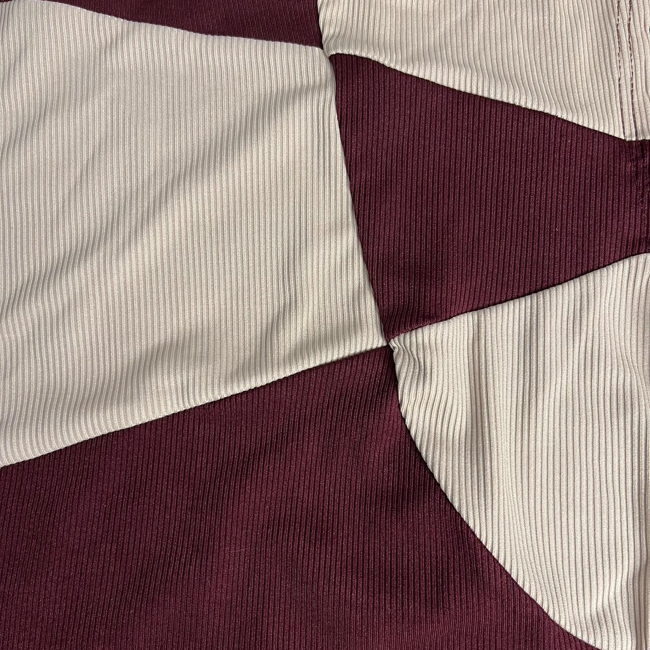 patchwork maroon and tan crop top! no flaws only... - Depop
