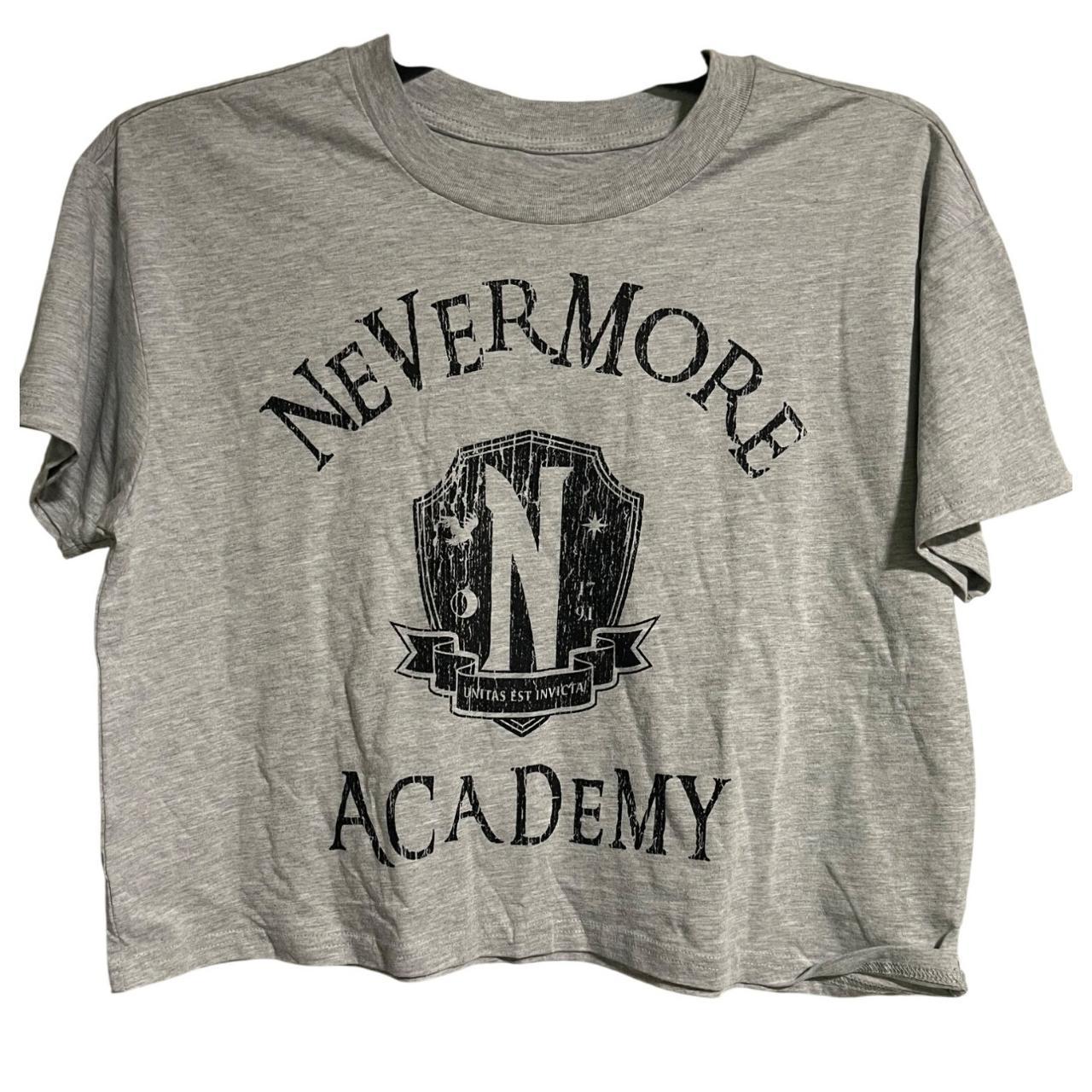 Nevermore Academy Gray Crop Top T-Shirt Wednesday... | Depop
