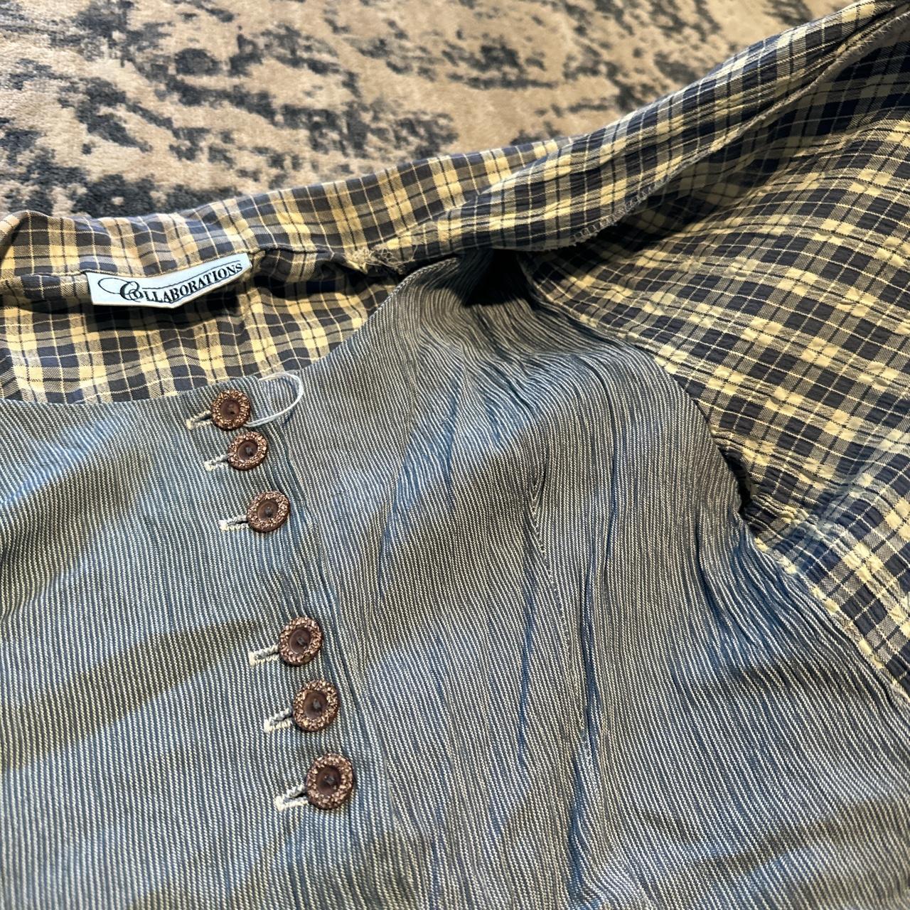 Vintage cropped top. Very unique top with vest sown... - Depop