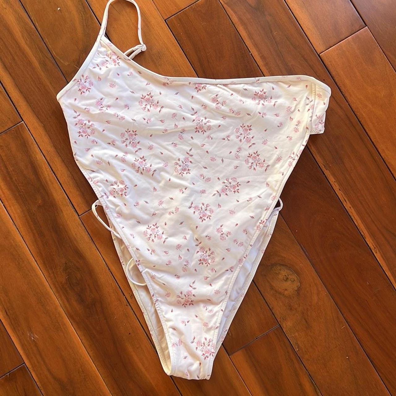 Frankies Bikinis Croft High Cut Pink Floral One... - Depop
