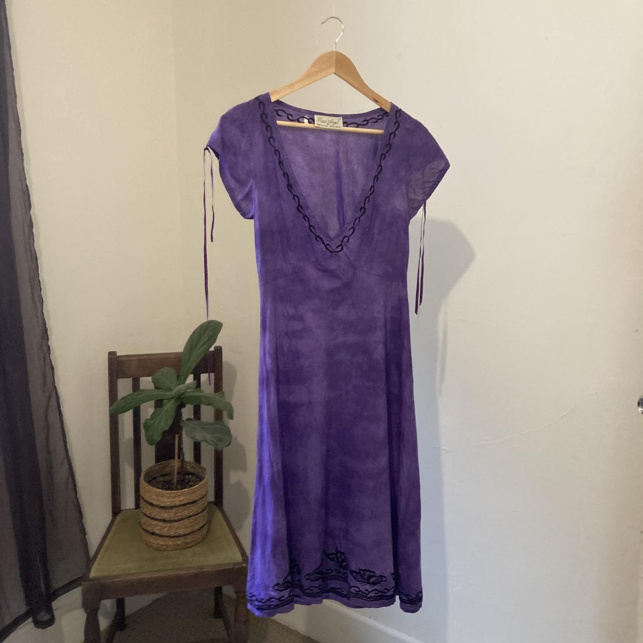 Whimsigoth purple peace angel dress Black embroidery... - Depop