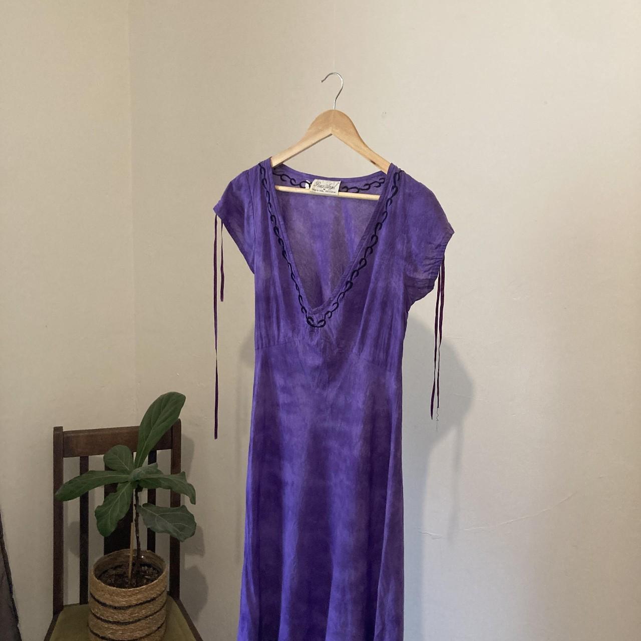 Whimsigoth purple peace angel dress Black embroidery... - Depop