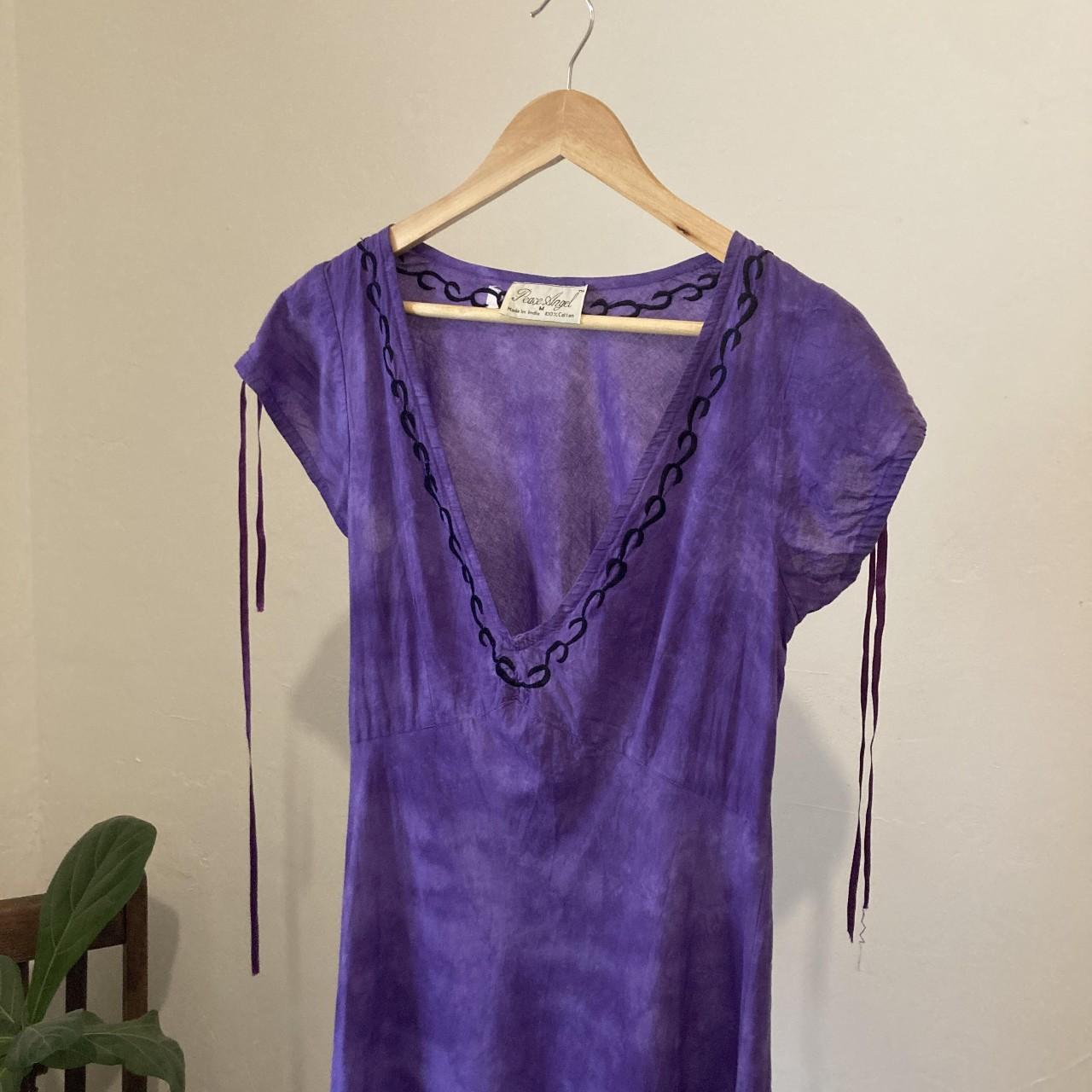 Whimsigoth purple peace angel dress Black embroidery... - Depop