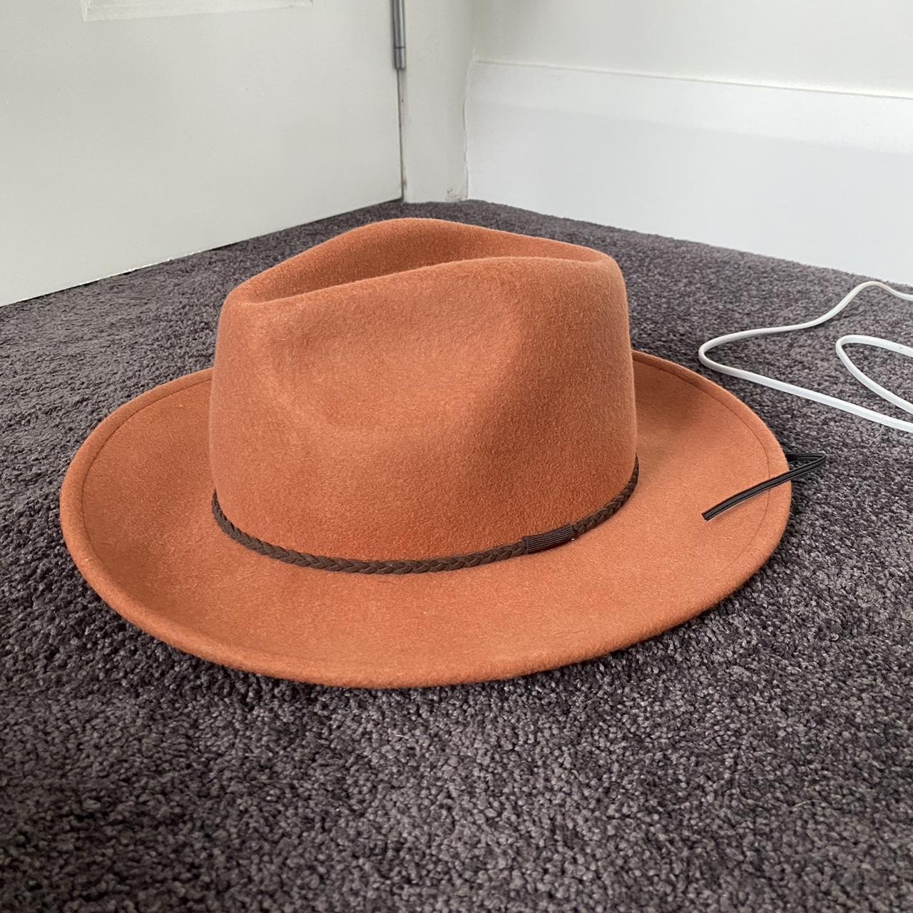 Burnt orange fedora hat. Has adjustable bands... - Depop