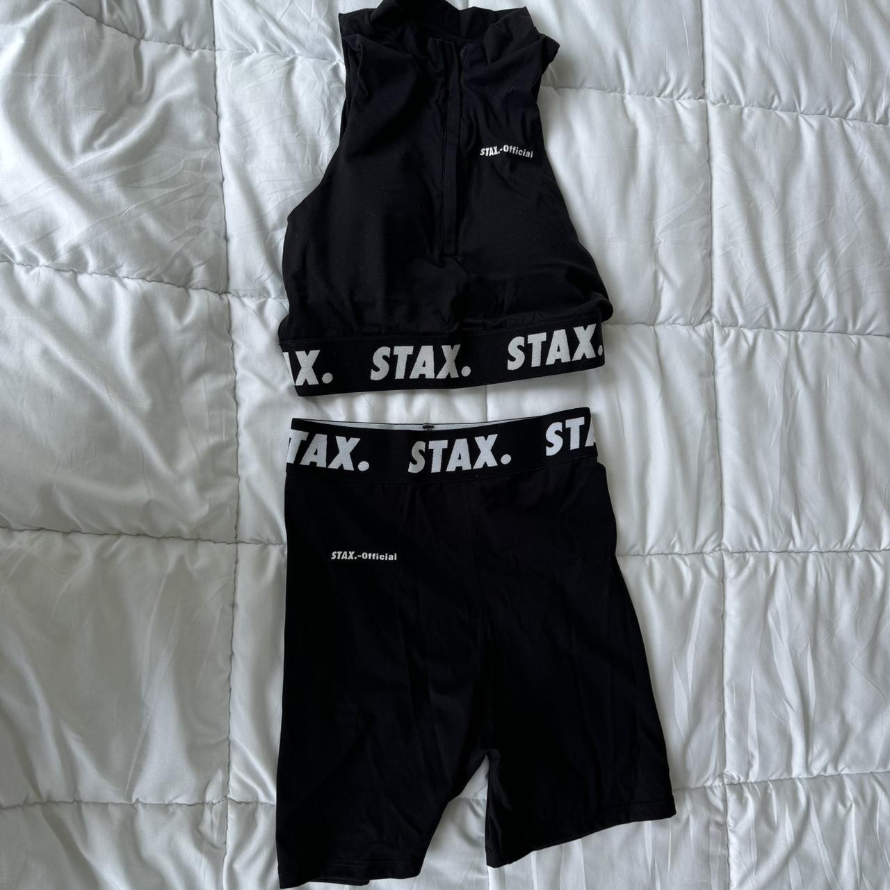 STAX matching gym set, black shorts and top. Only... - Depop