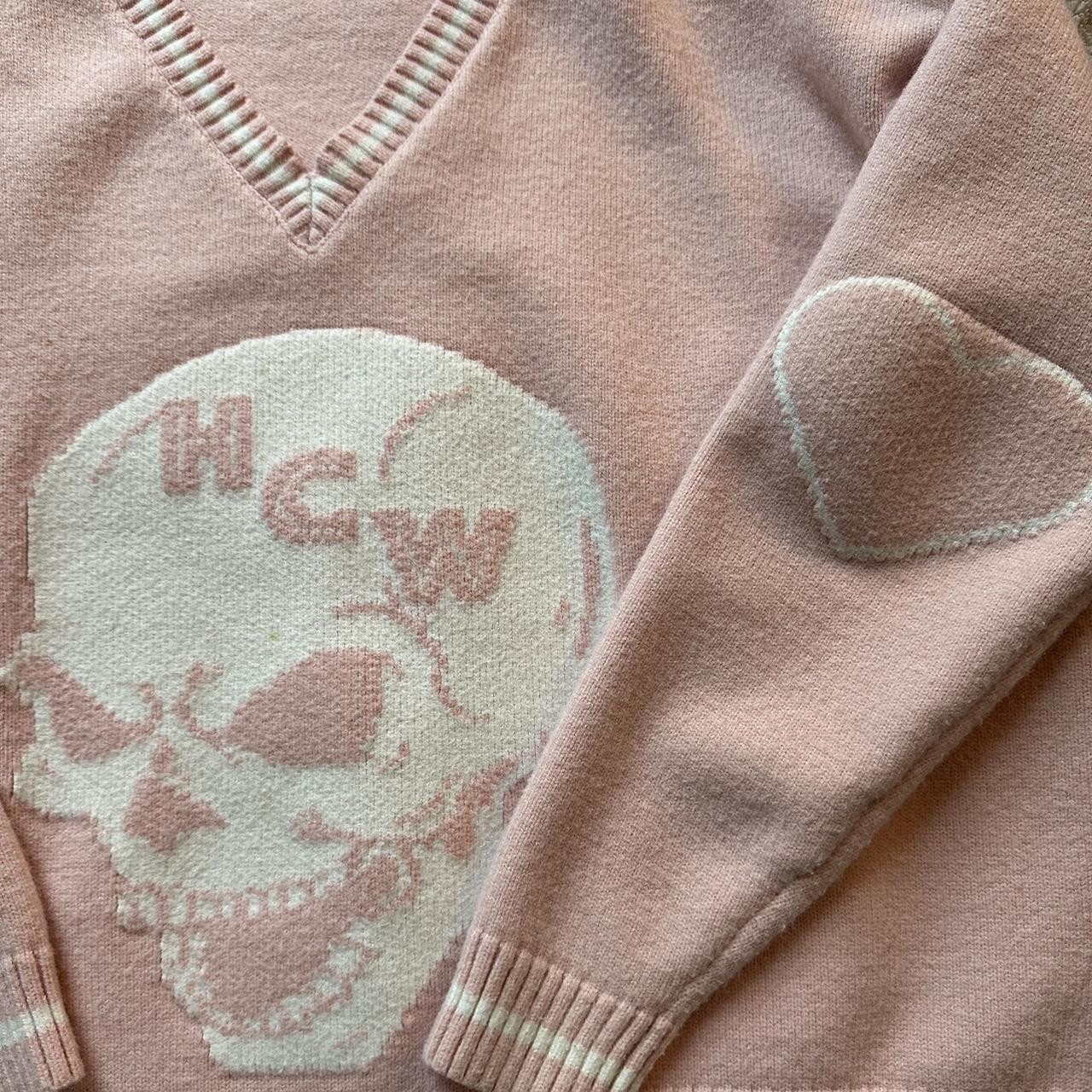 Heaven Can Wait pink skull knit HCW Skull Knitted... - Depop