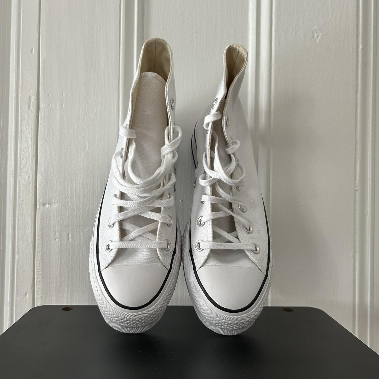 white canvas platform converse brand new, come with... - Depop