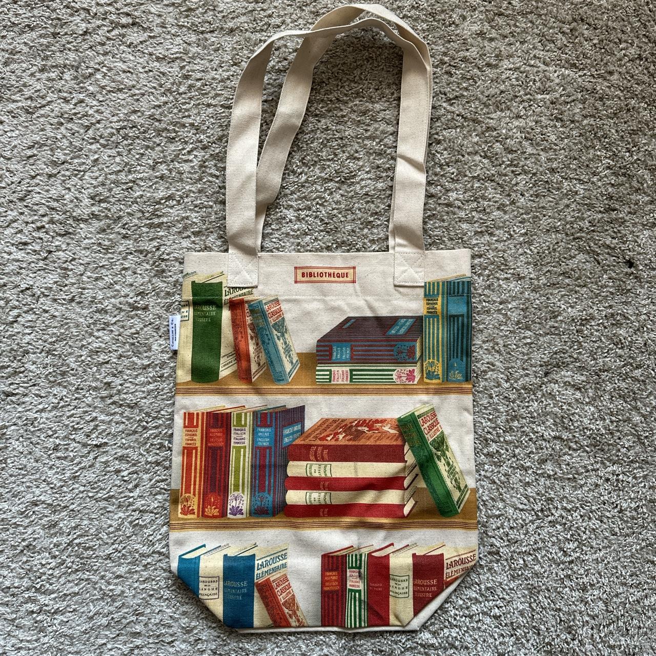 Cavallini & Co Canvas tote bag with books on it!... - Depop