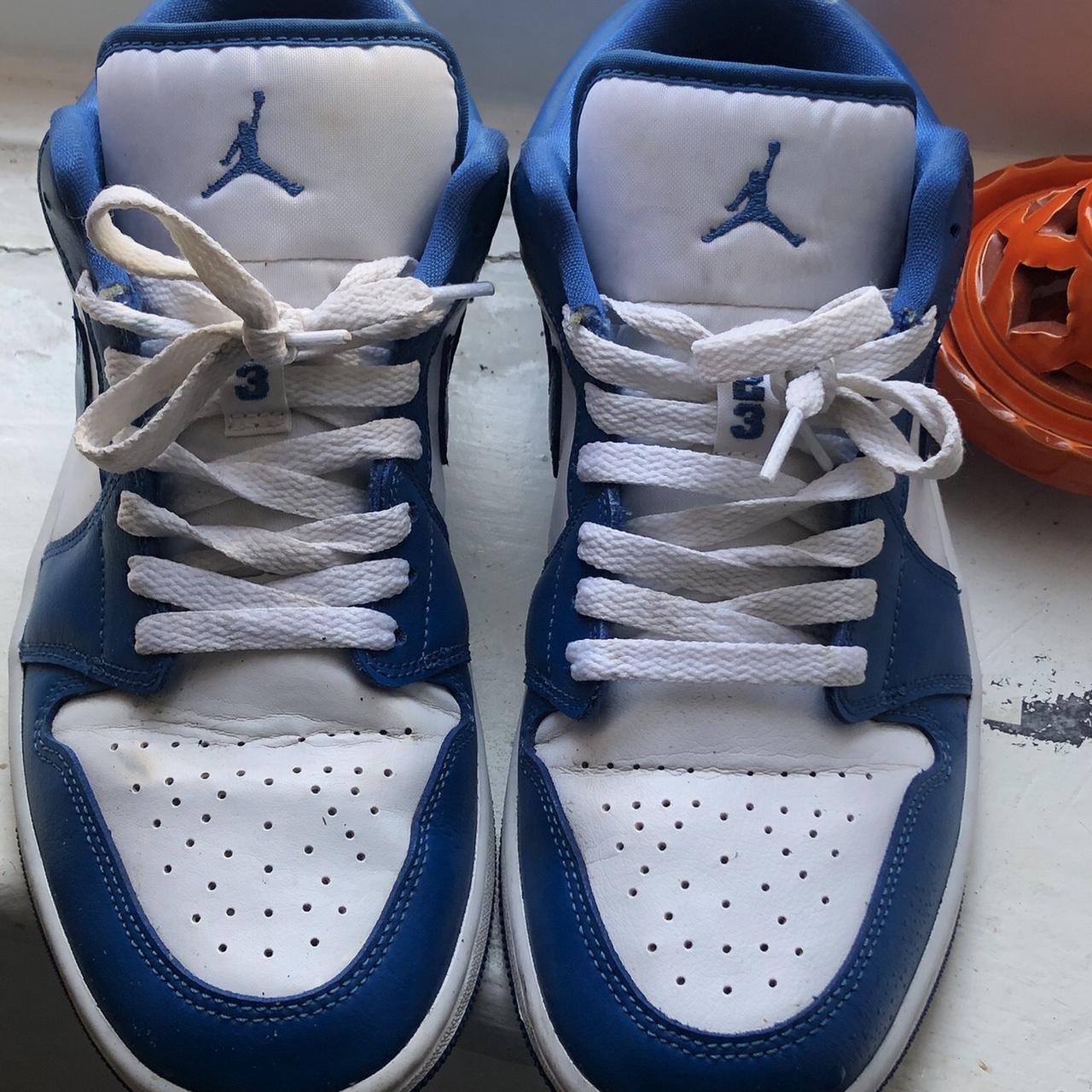 Marina Blue Air Jordan 1 Low. Has a few creases at... - Depop