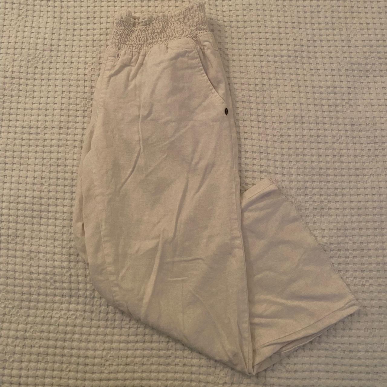Brand: Love Tree// 3/4 length white linen pants,... - Depop