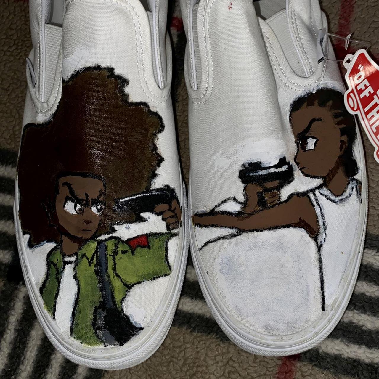 - Custom Hand Painted The Boondocks Riley Vs Huey... - Depop