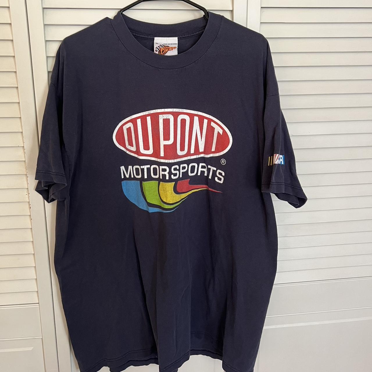 Vintage Navy blue Dupont Motorsports NASCAR tee... | Depop